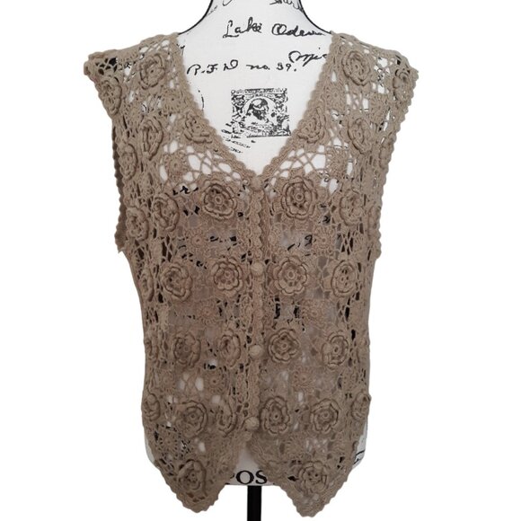 SOSTANZA | Jackets & Coats | Sostanza Crochet Knit Sweater Vest ...